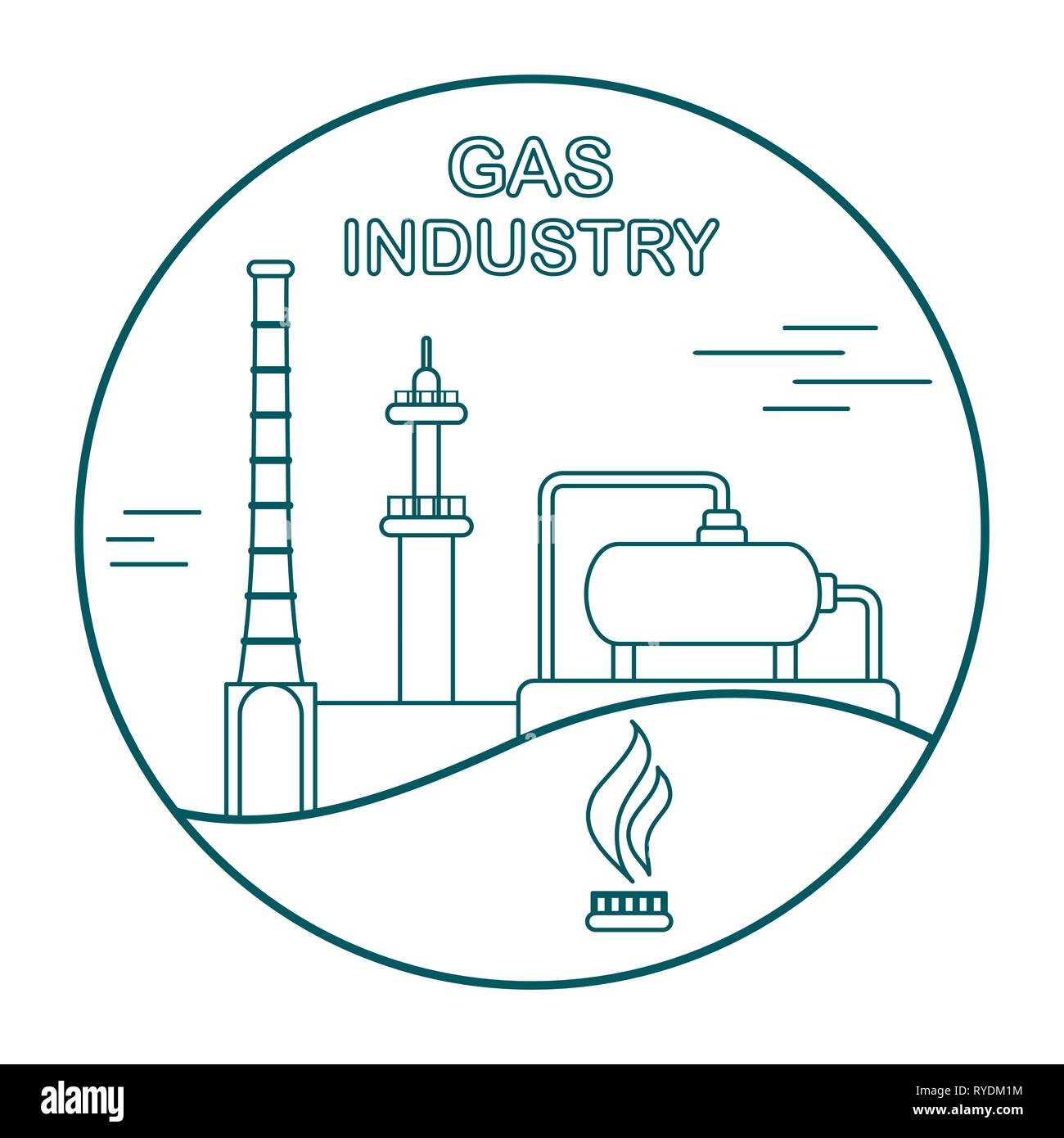 Vector illustration with equipment for gas production. Gas industry ...