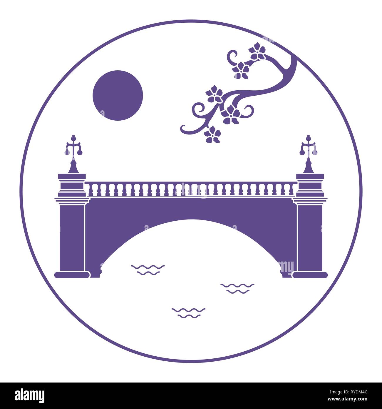 Old japan bridge Stock Vector Images - Alamy