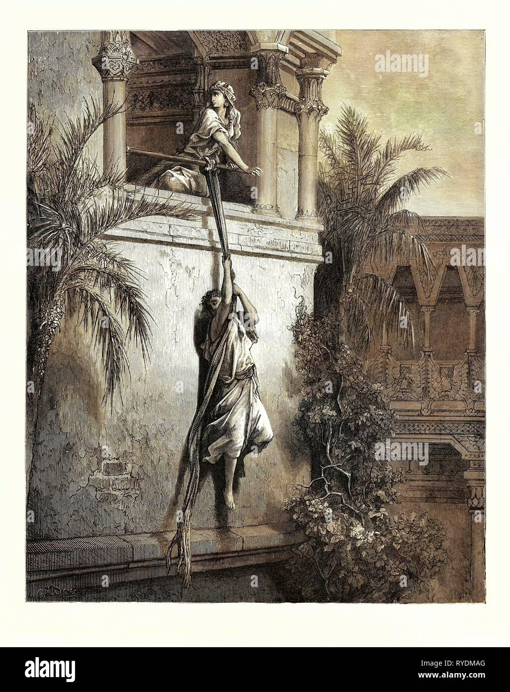 The Escape of David Through the Window, by Gustave Doré, 1832 - 1883 ...