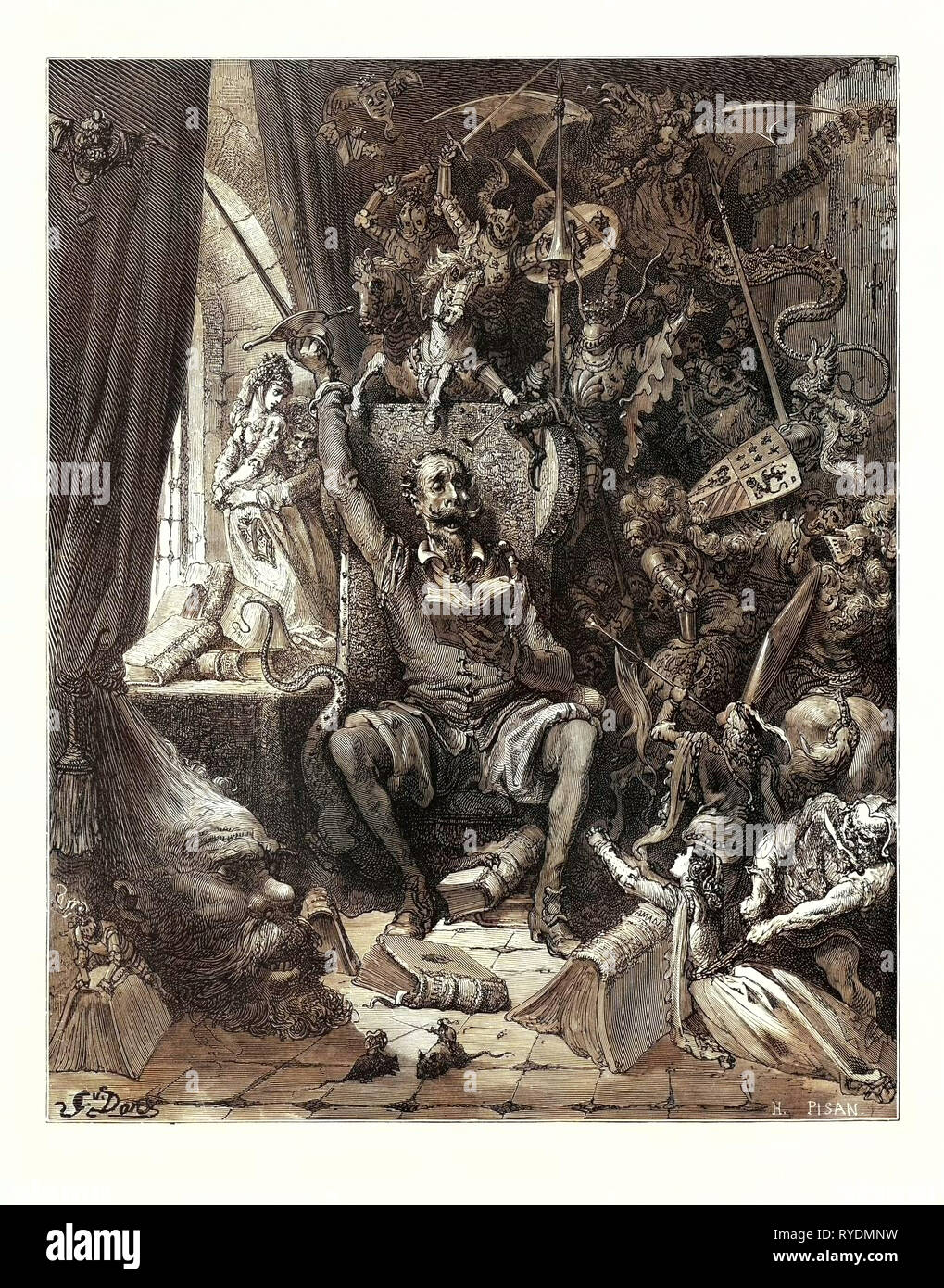 Don Quixote in His Library, by Gustave Doré, 1832 - 1883, French. 1870 ...