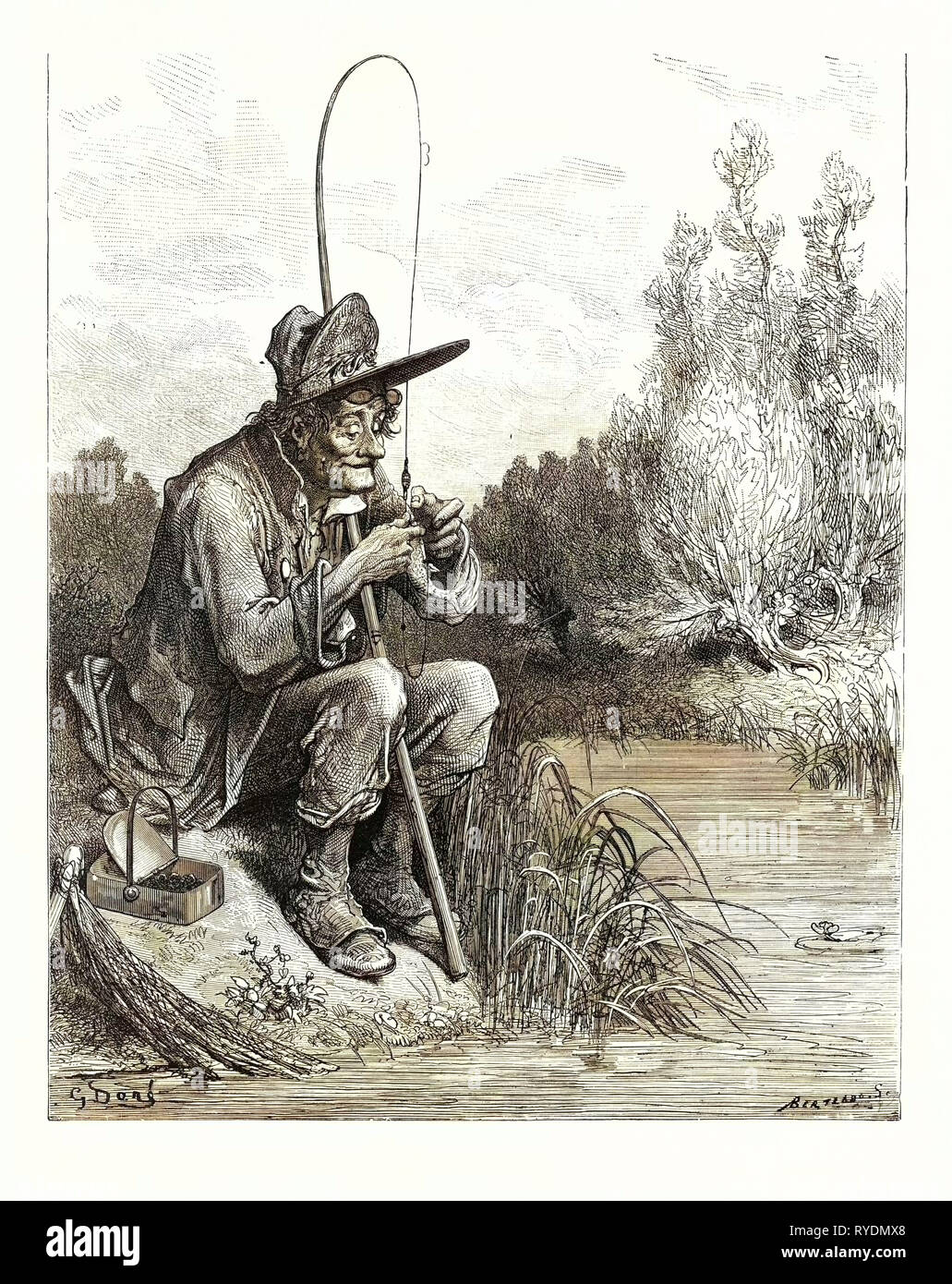 The Little Fish and the Fisherman, by Gustave Doré, 1832 - 1883, French ...