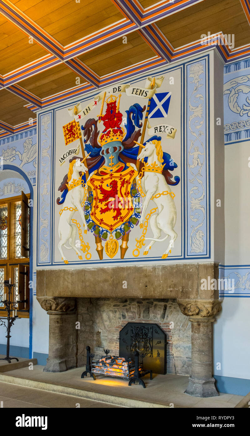 Fireplace in the King's Outer Hall, Stirling Castle, Stirlingshire ...