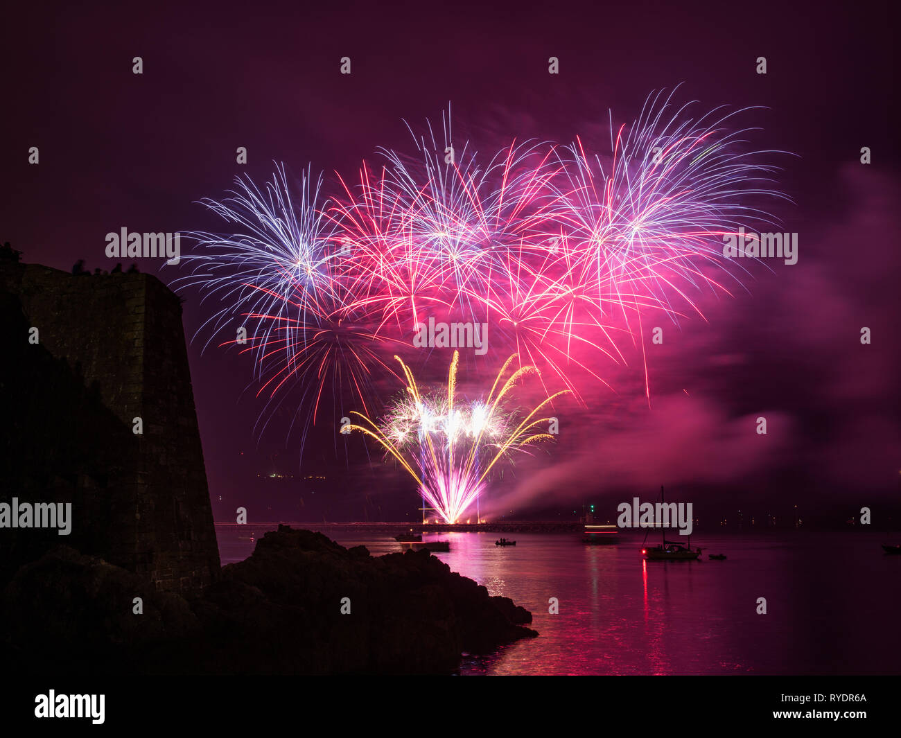 A firework going off at the National Firework Championships on Mount ...