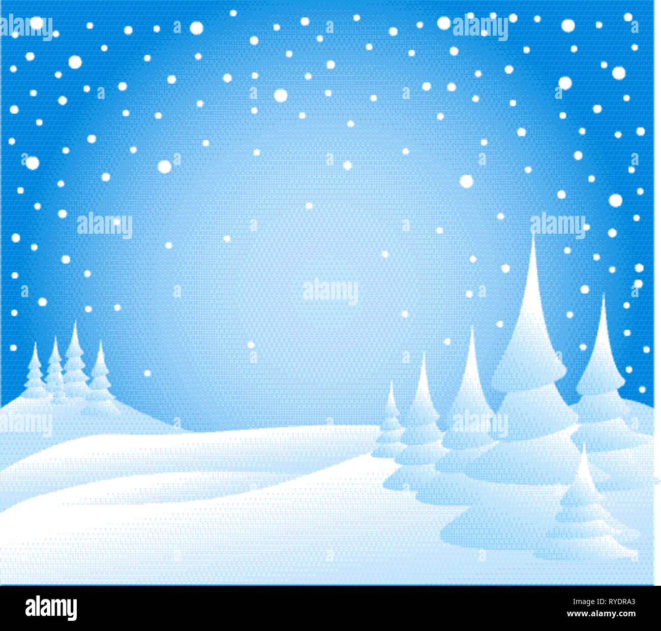 Snow falling on the trees - vector illustration Stock Vector Image ...