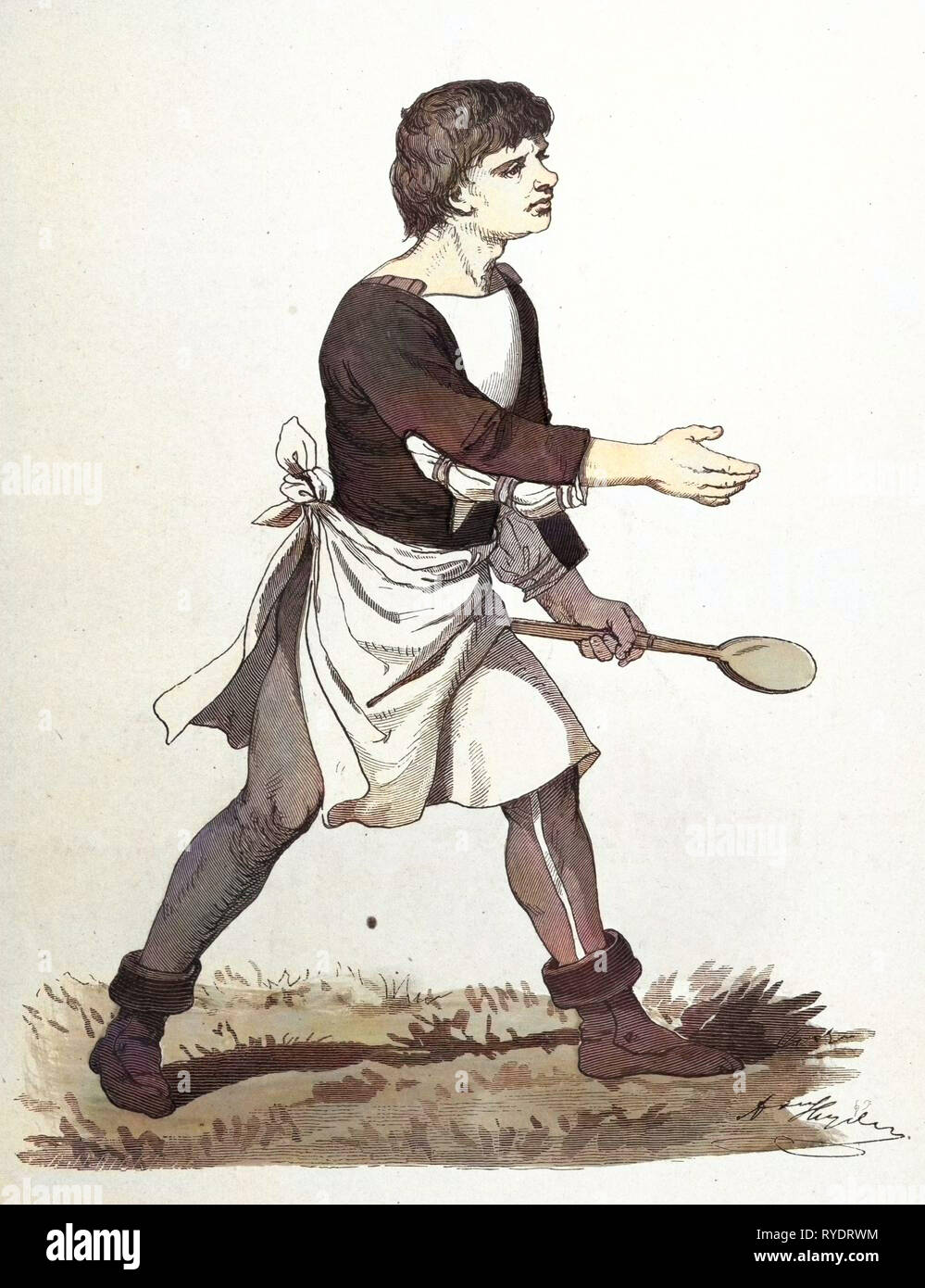 German Cook, End of the 15th Century, 19th Century Engraving, Liszt ...