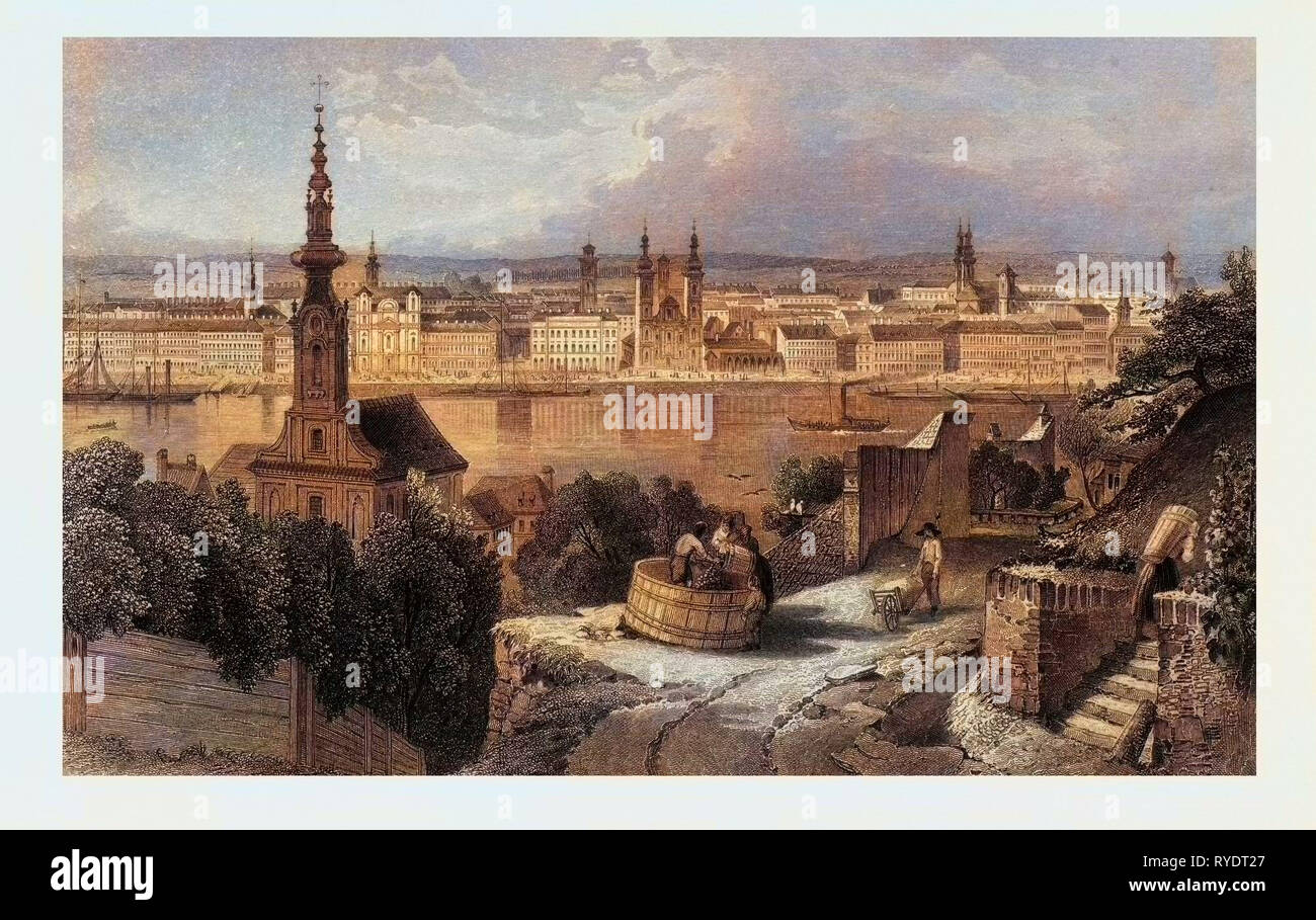 Budapest, Pest, Buda, Raitzenstadt, Taban, Hungary, 19th Century. 1820 ...