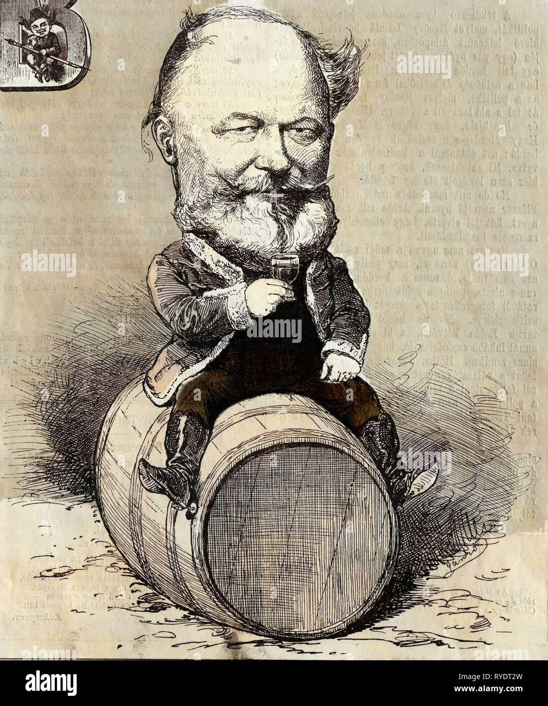 Sitting on a Barrel and Drinking a Glass of Wine, 1872. Man, Beard ...