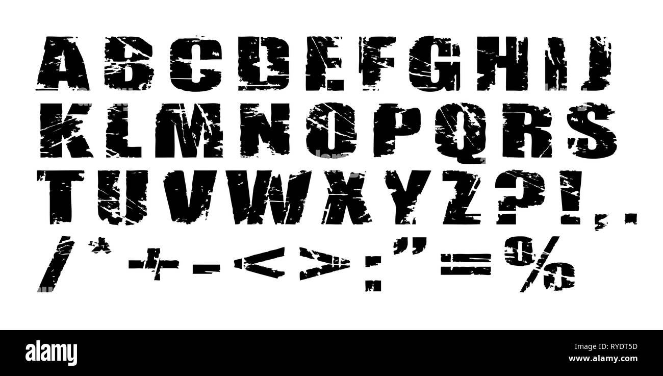 Vector Grunge Alphabet - Black letters on white background - scalable ...