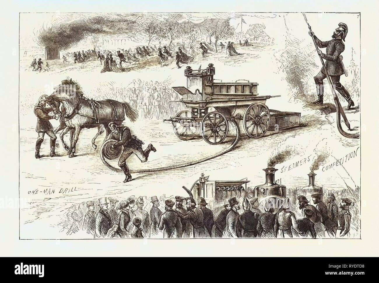 Fire Brigade Competition at the Alexandra Palace, London, Engraving ...