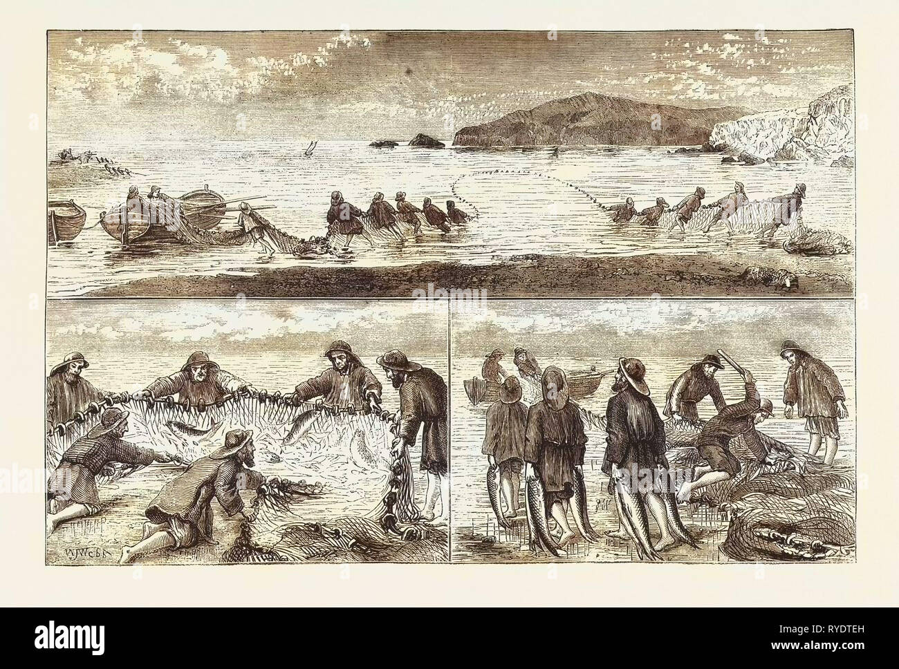 Salmon Fishing: Fishing Salmon, Mouth of the River Tivey, Cardiganshire ...