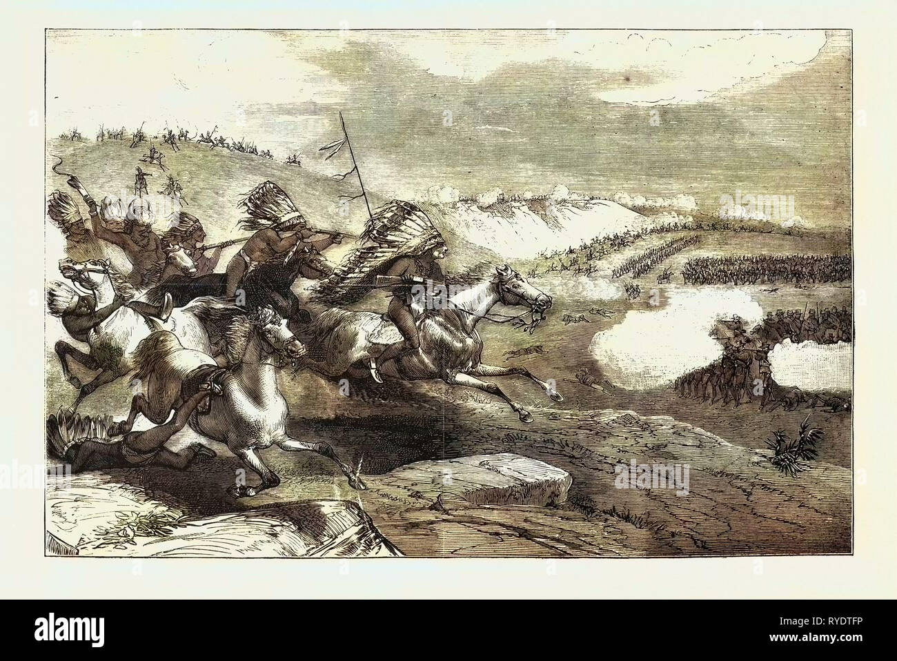 The Sioux War in America a Troop of Indians Charging Colonel Royall's ...