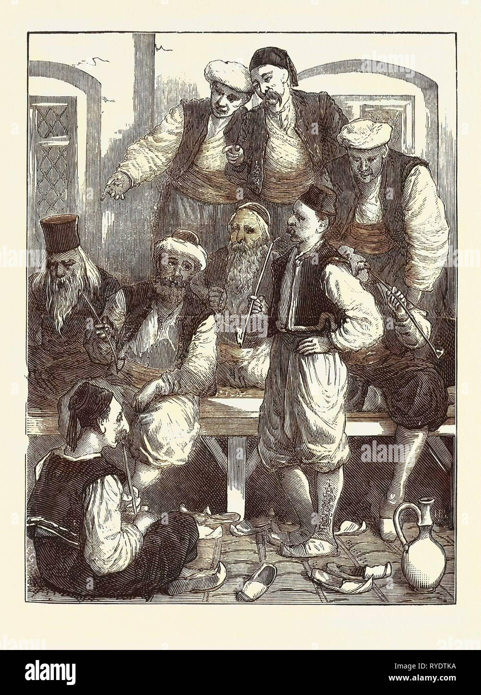 Turkish Prisoners in the Fortress, Belgrade, Serbia, Engraving 1876 ...