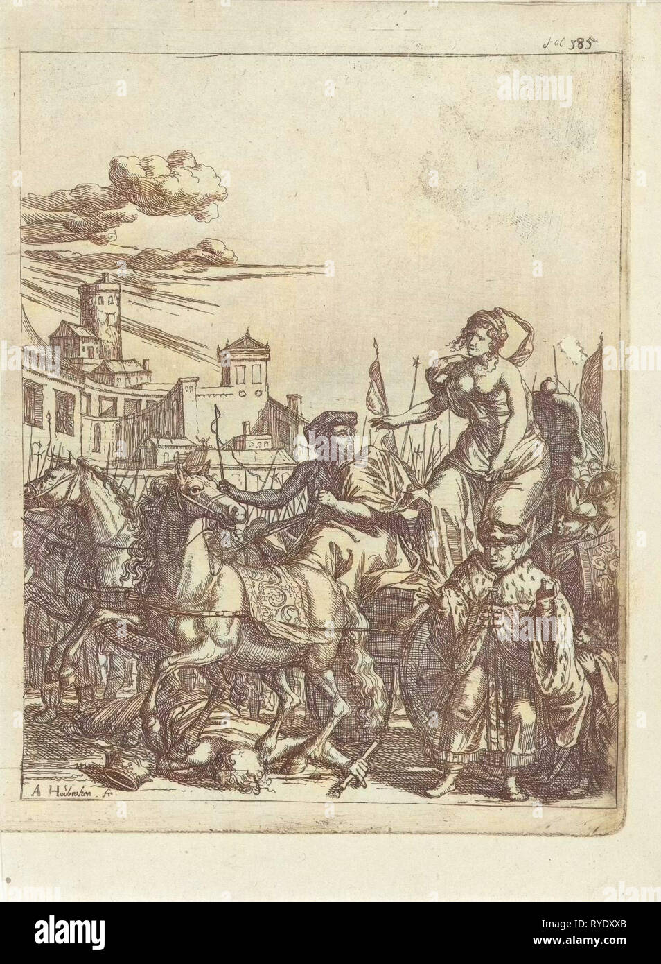 Tullia driving her car over the corpse of her father, Arnold Houbraken ...