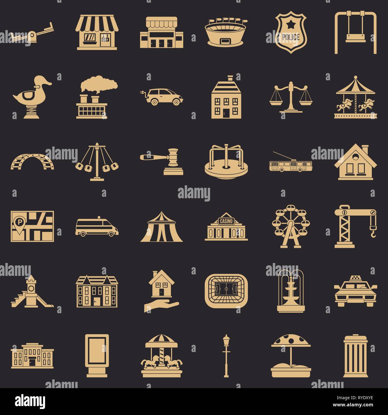 Small city icons set, simple style Stock Vector Image & Art - Alamy