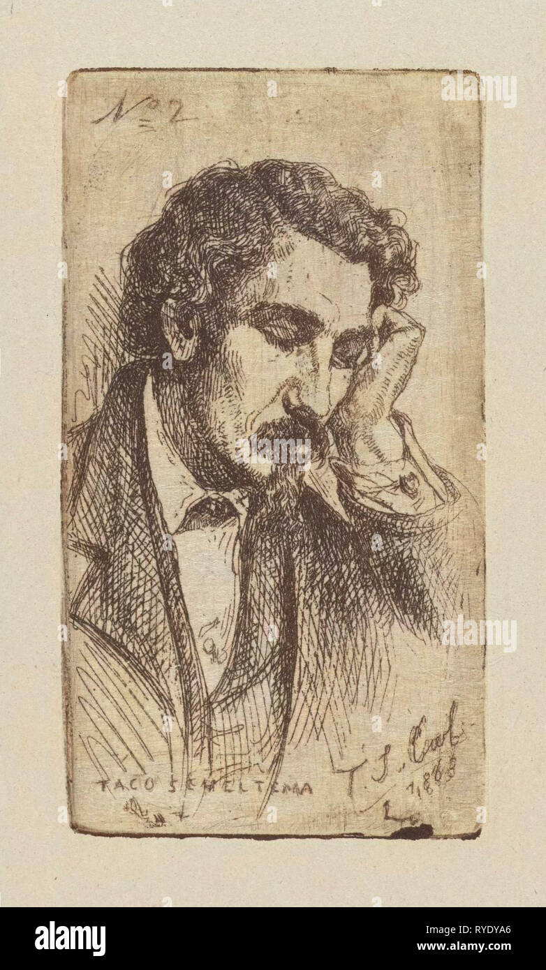 Portrait of the Painter Taco Scheltema, Thomas Simon Cool, 1863 Stock ...