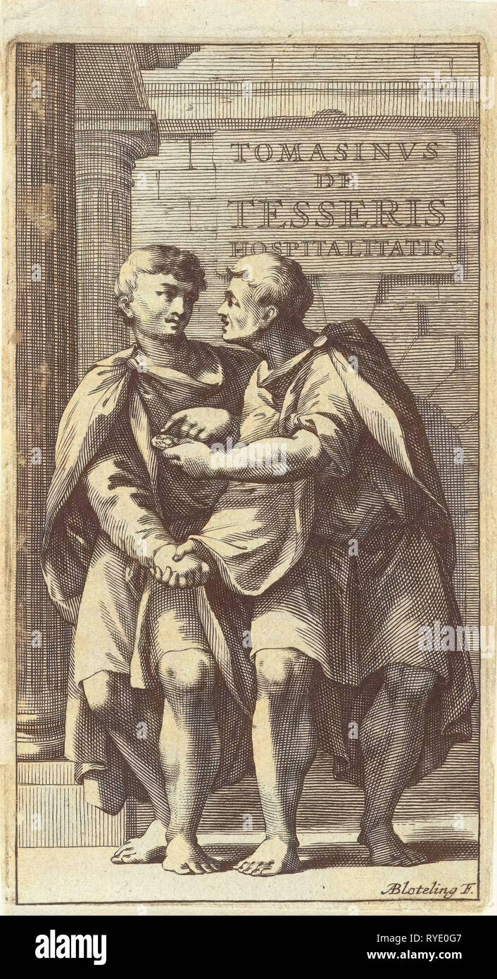 Title page for a treatise on friendship in ancient society, two friends ...