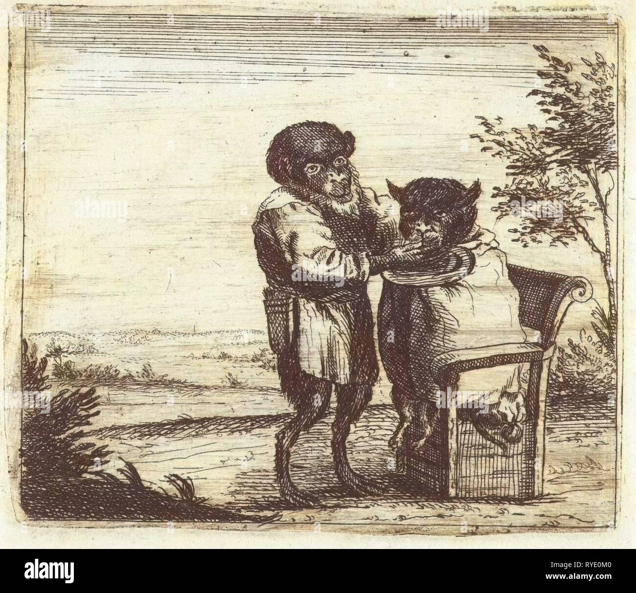 A monkey shaving a cat, Quirin Boel, David Teniers (II), Anonymous ...