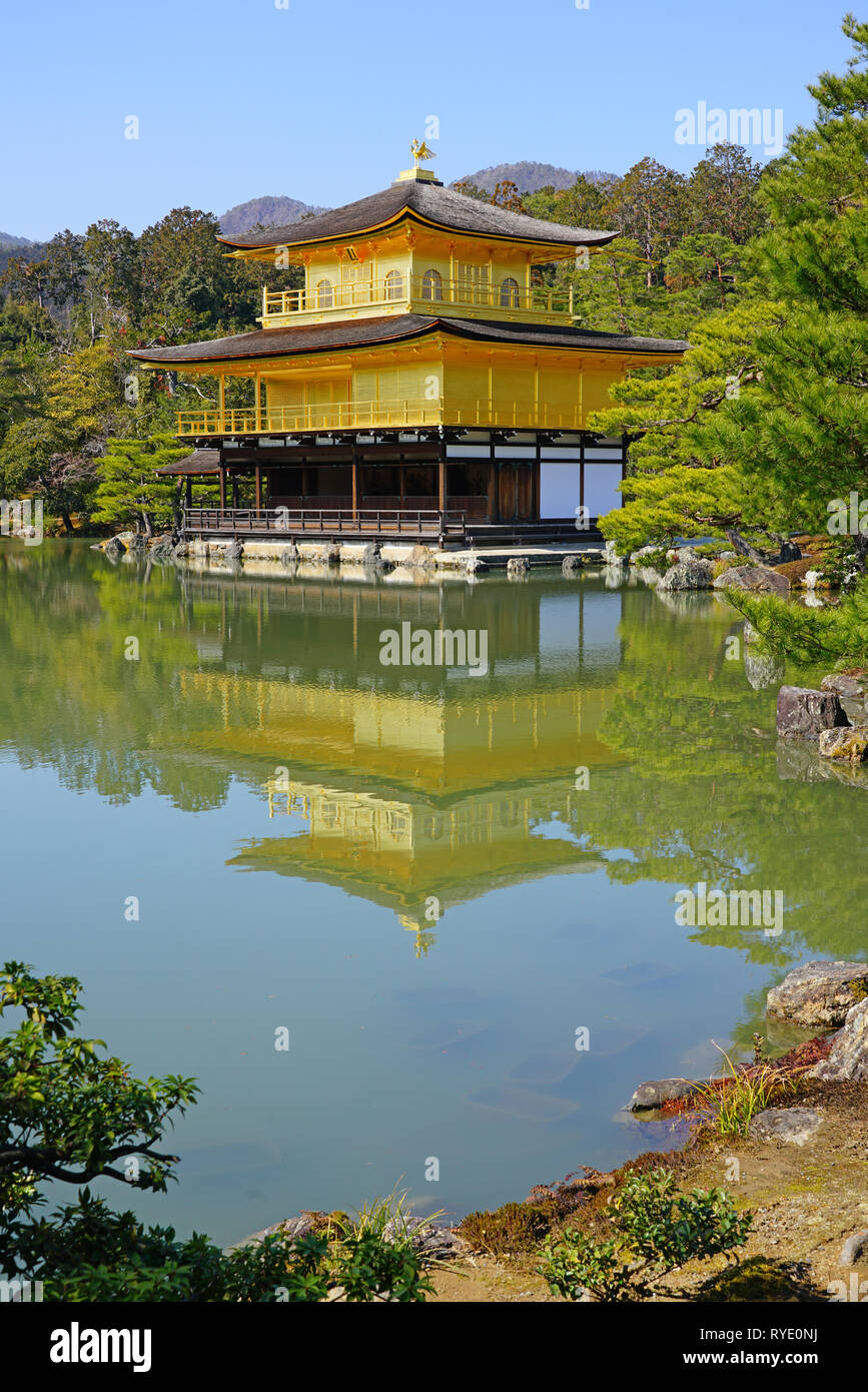The Golden Pavilion temple (Kinkaku-ji) in Kyoto, Japan Stock Photo - Alamy