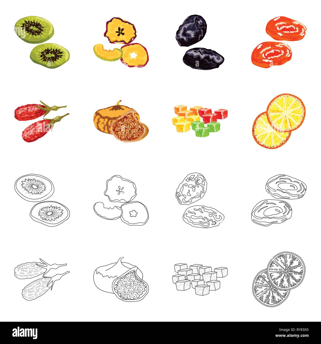 Vector illustration of food and raw logo. Collection of food and nature ...