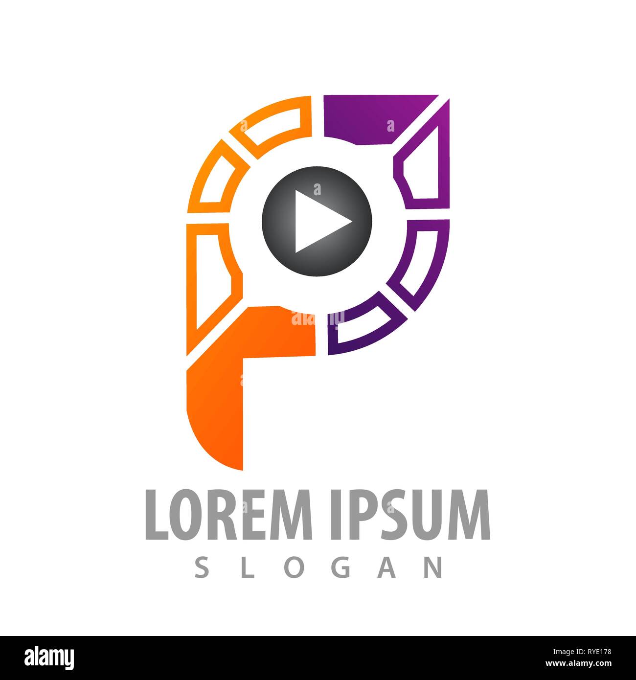 Initial letter P with media play logo concept design. Symbol graphic ...