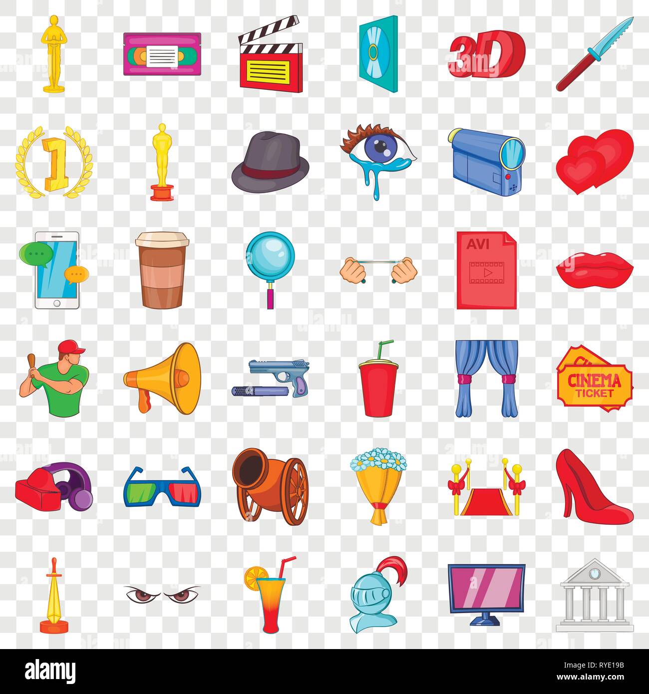 Cinema icons set, cartoon style Stock Vector Image & Art - Alamy
