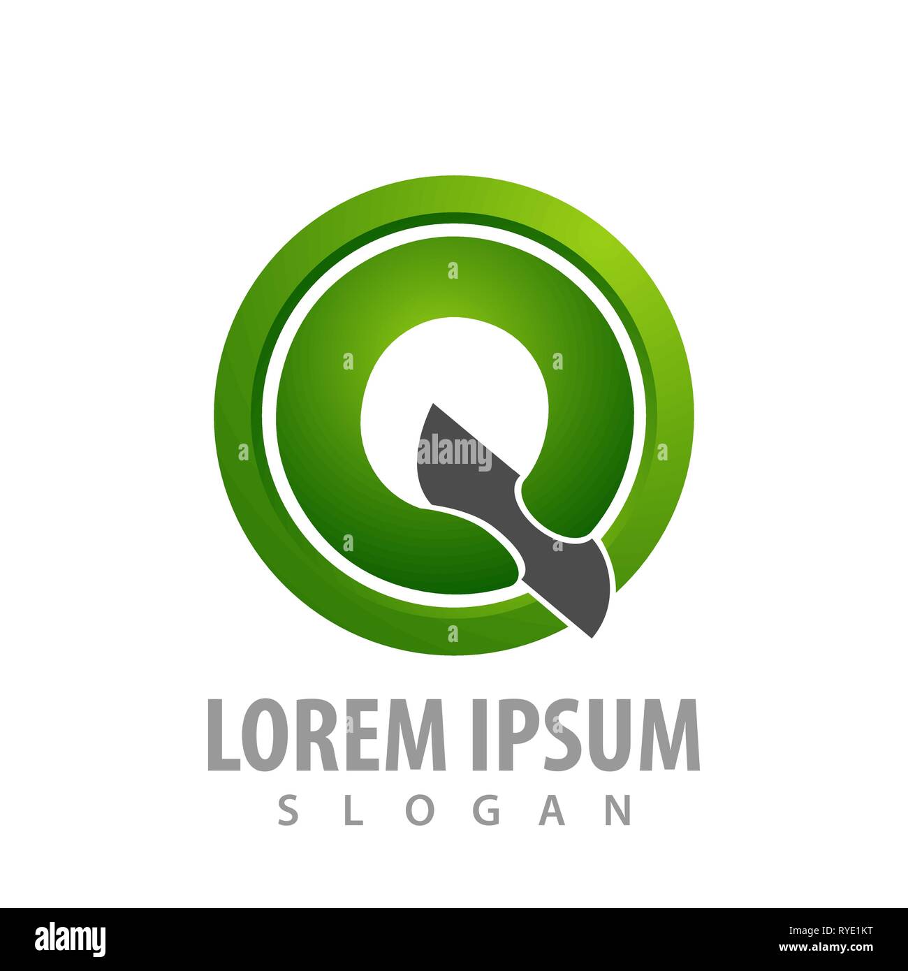 Circle green initial letter Q logo concept design. Symbol graphic ...