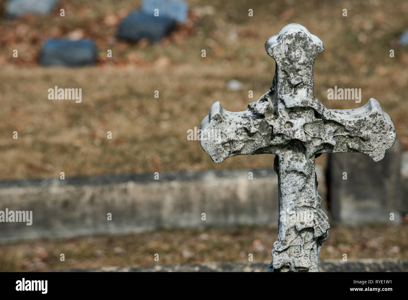 Christian symbol. Old Vintage Cross at Catholic Cemetery Stock Photo ...
