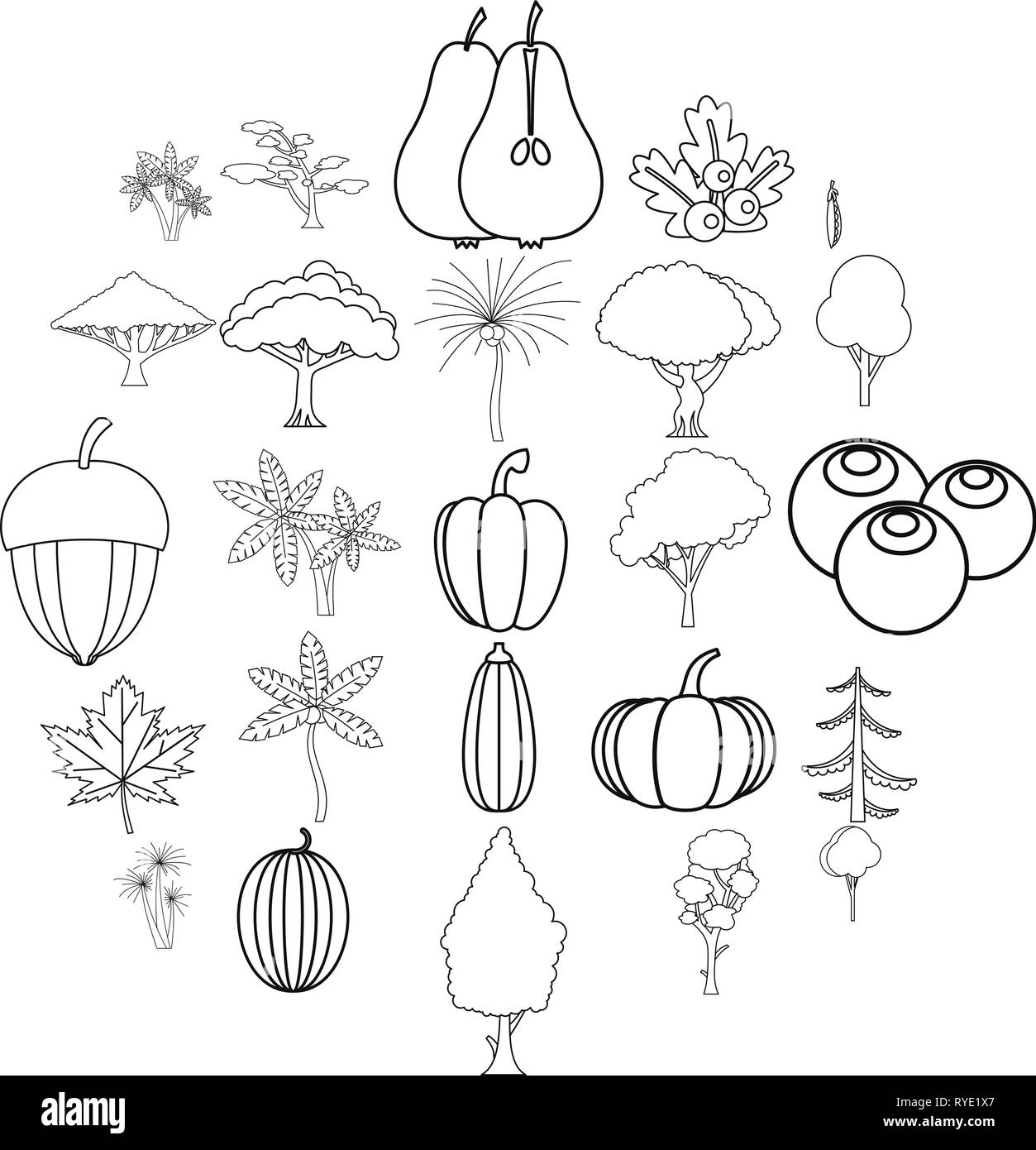 Greenery icons set, outline style Stock Vector Image & Art - Alamy