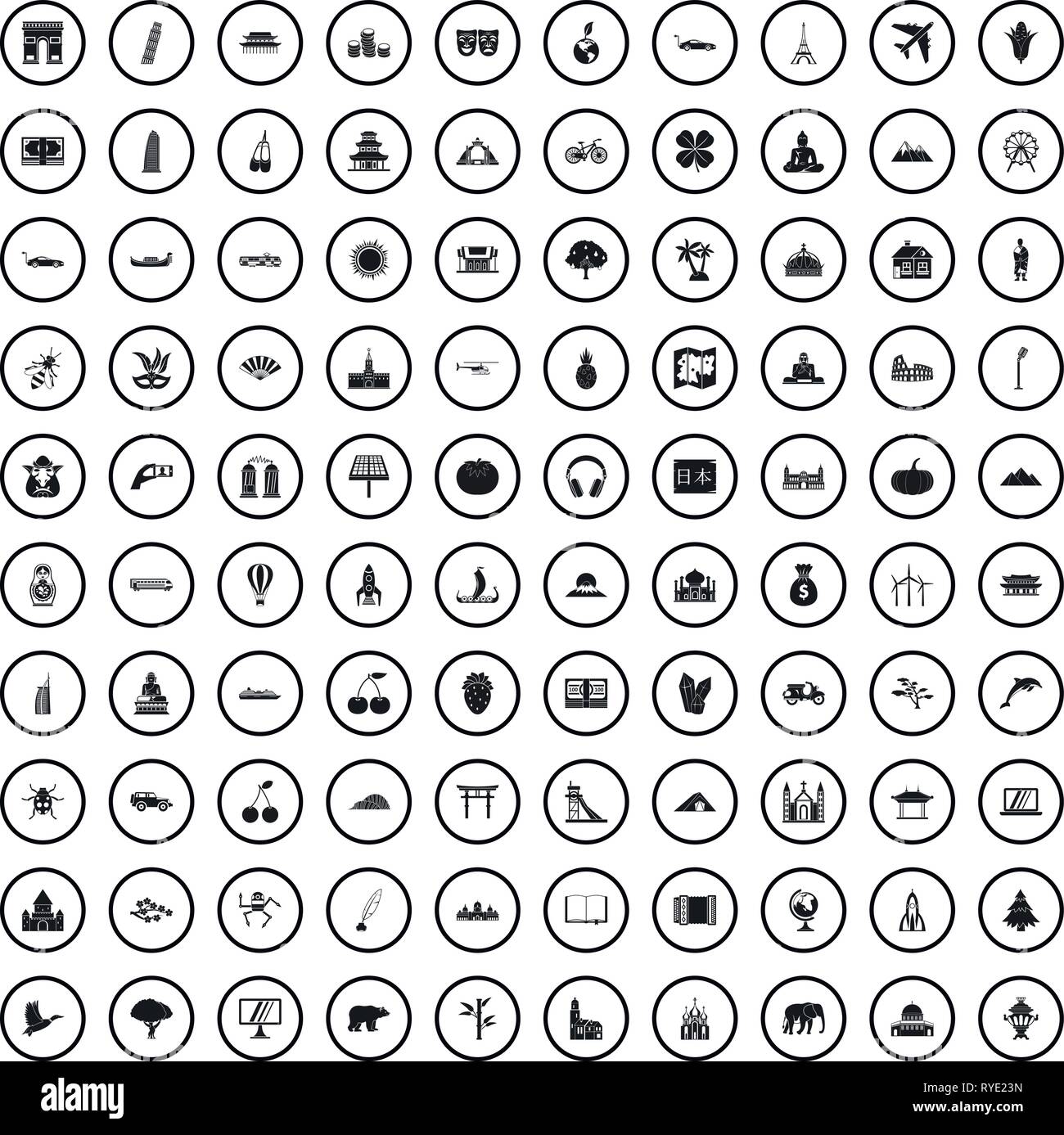 100 world icons set, simple style Stock Vector Image & Art - Alamy