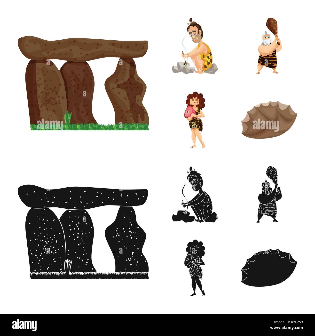 stone,man,woman,flint,monolith,caveman,primeval,sharp,megalith,fire ...
