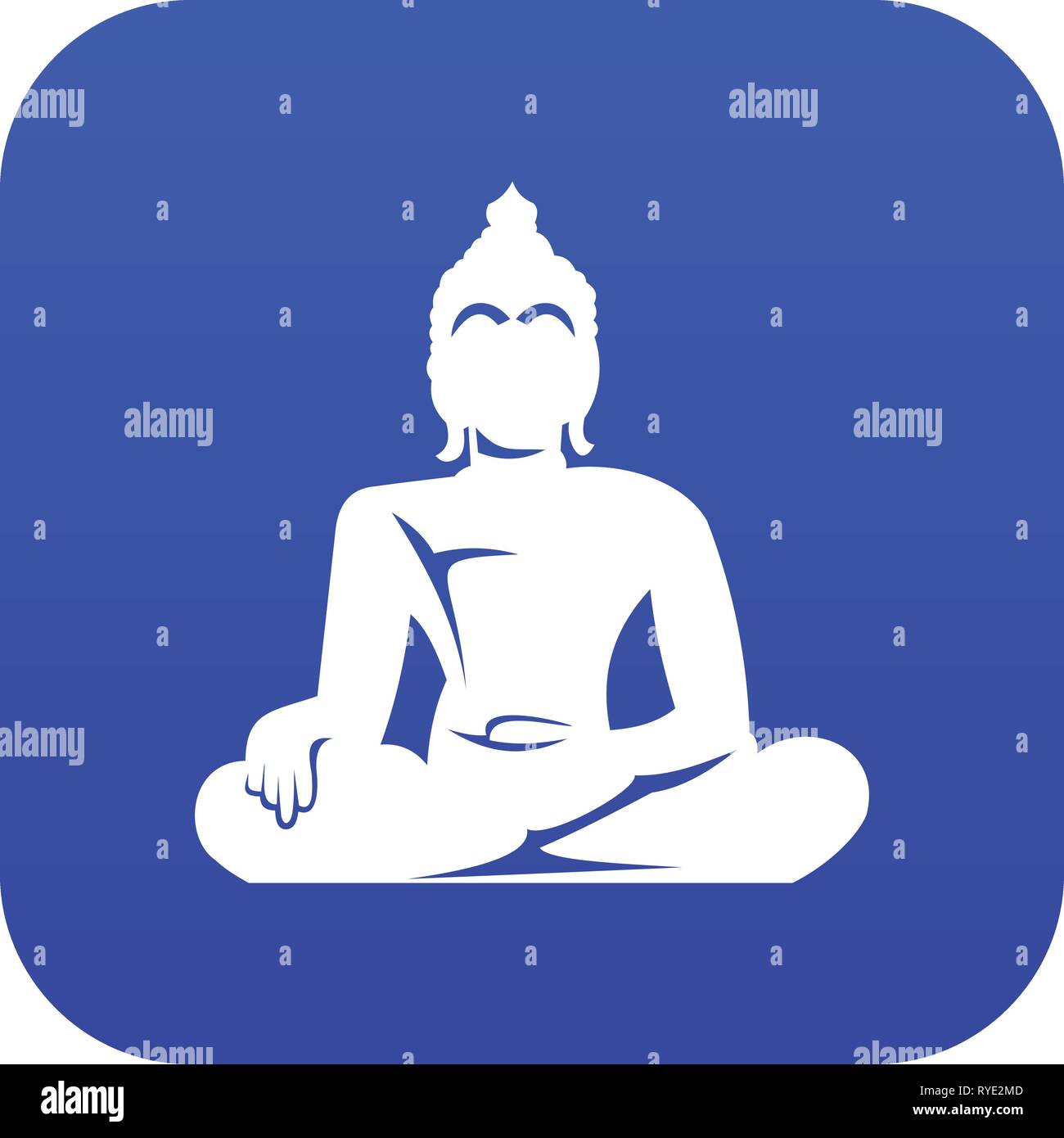 Statue of Buddha sitting in lotus pose icon digital blue Stock Vector ...