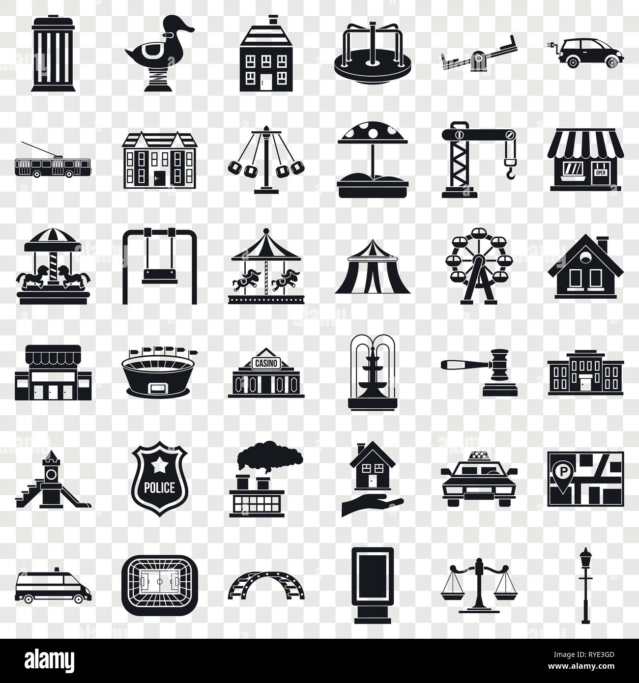 City architecture icons set, simple style Stock Vector Image & Art - Alamy