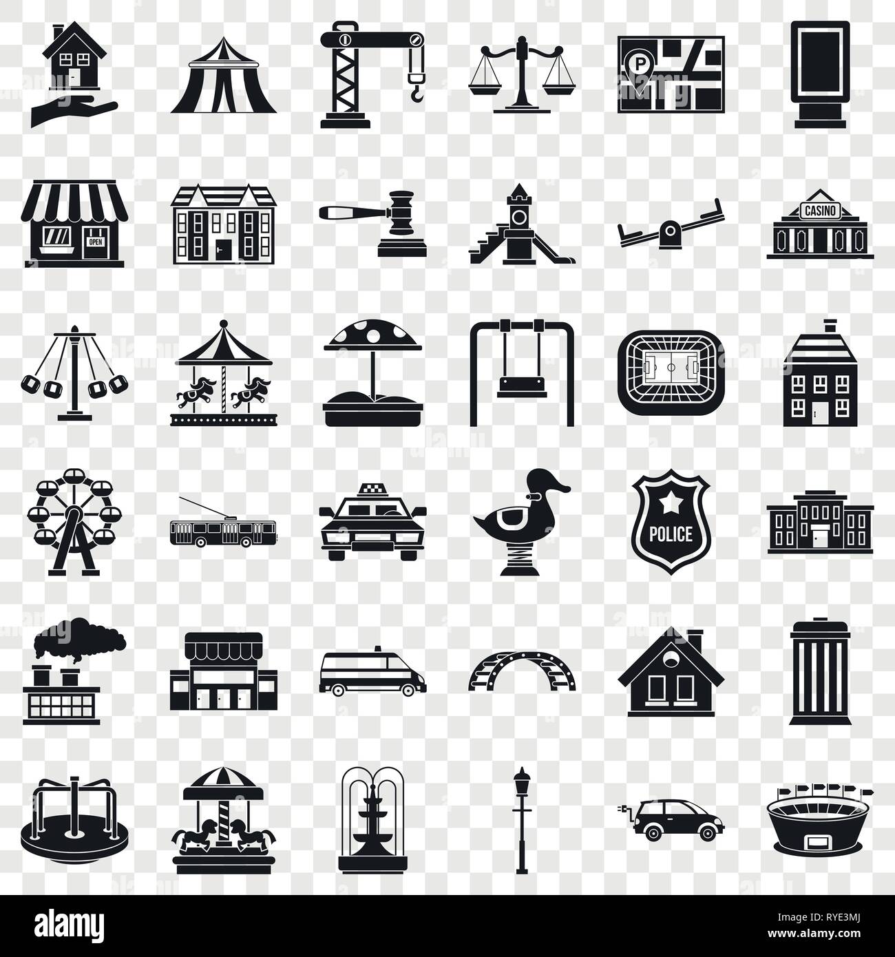 Small city icons set, simple style Stock Vector Image & Art - Alamy