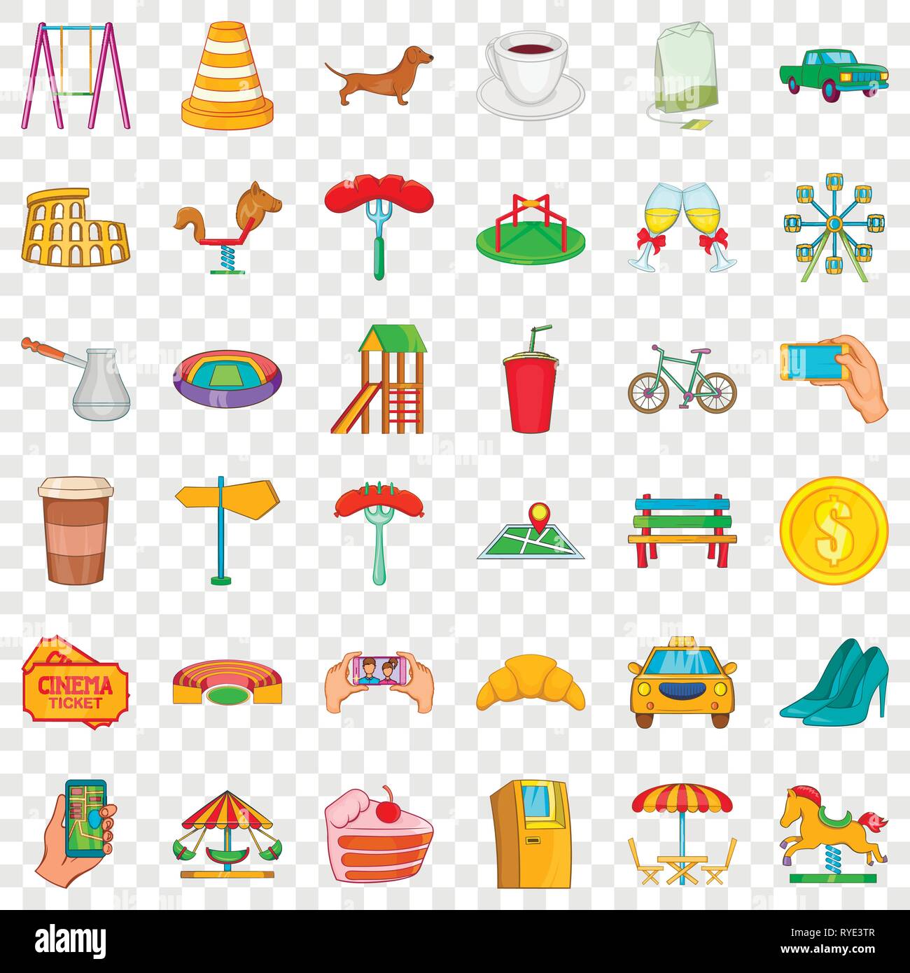 Small city icons set, cartoon style Stock Vector Image & Art - Alamy