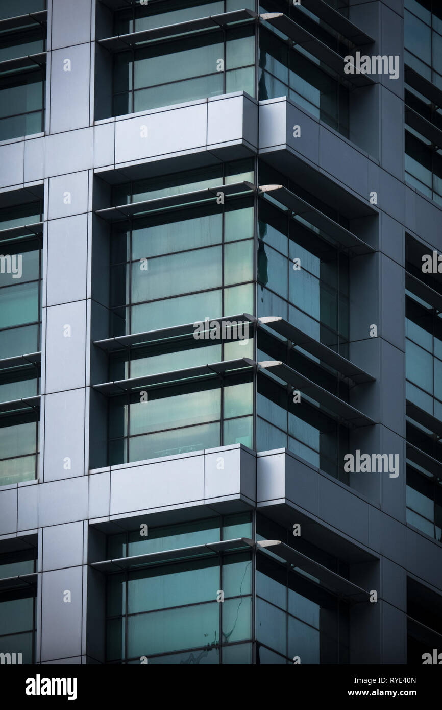 Contemporary building architecture details, blue windows - Singapore ...
