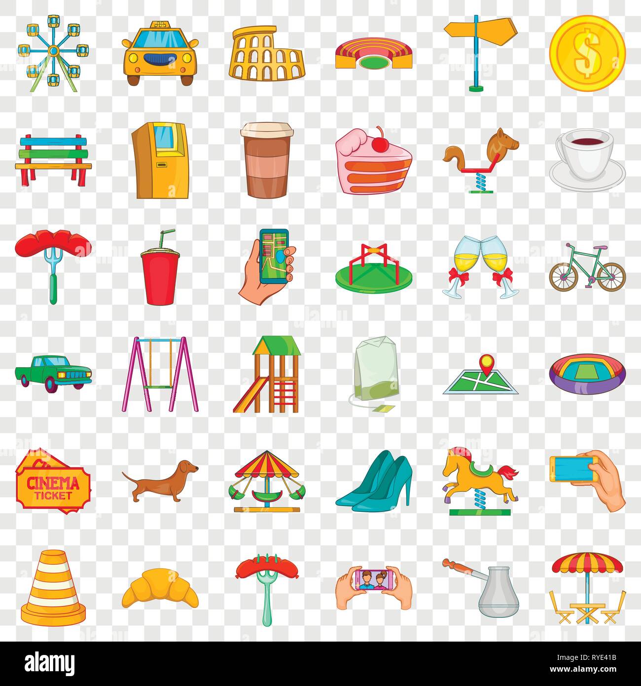 Big city icons set, cartoon style Stock Vector Image & Art - Alamy
