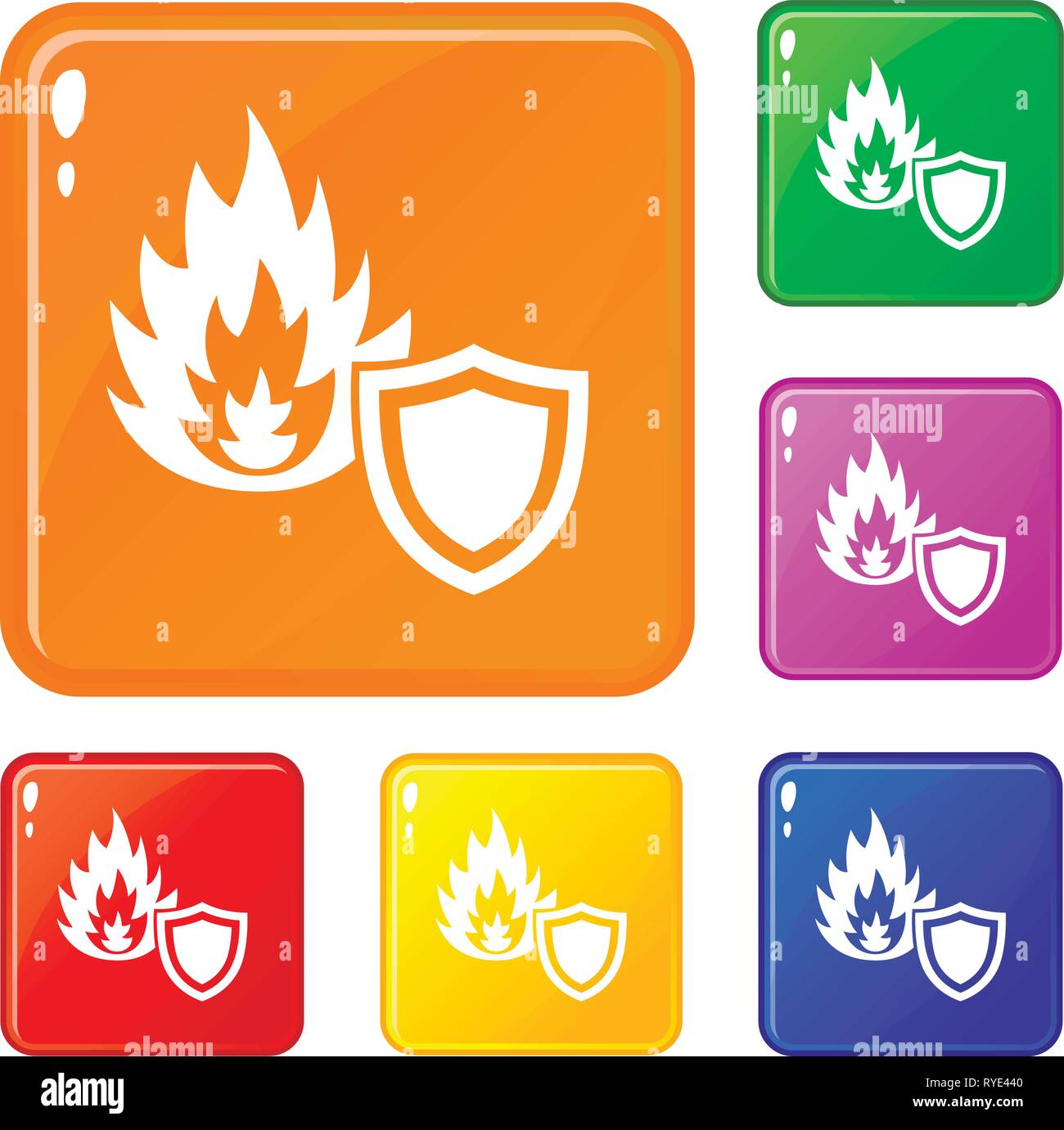 Fire protection icons set vector color Stock Vector Image & Art - Alamy