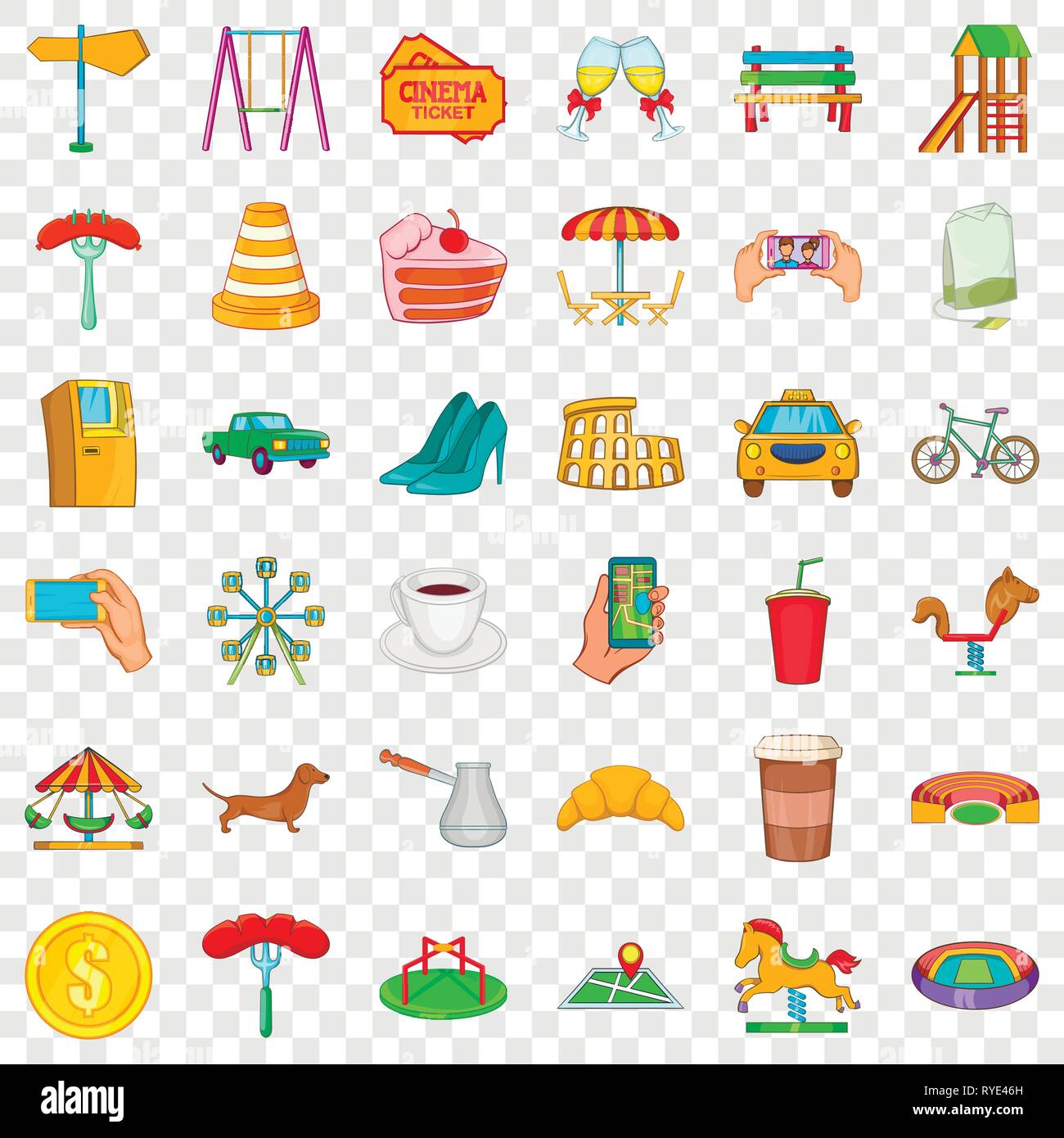 Great city icons set, cartoon style Stock Vector Image & Art - Alamy