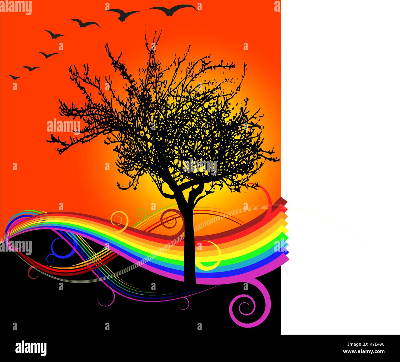 Sunlit tree Stock Vector Images - Alamy