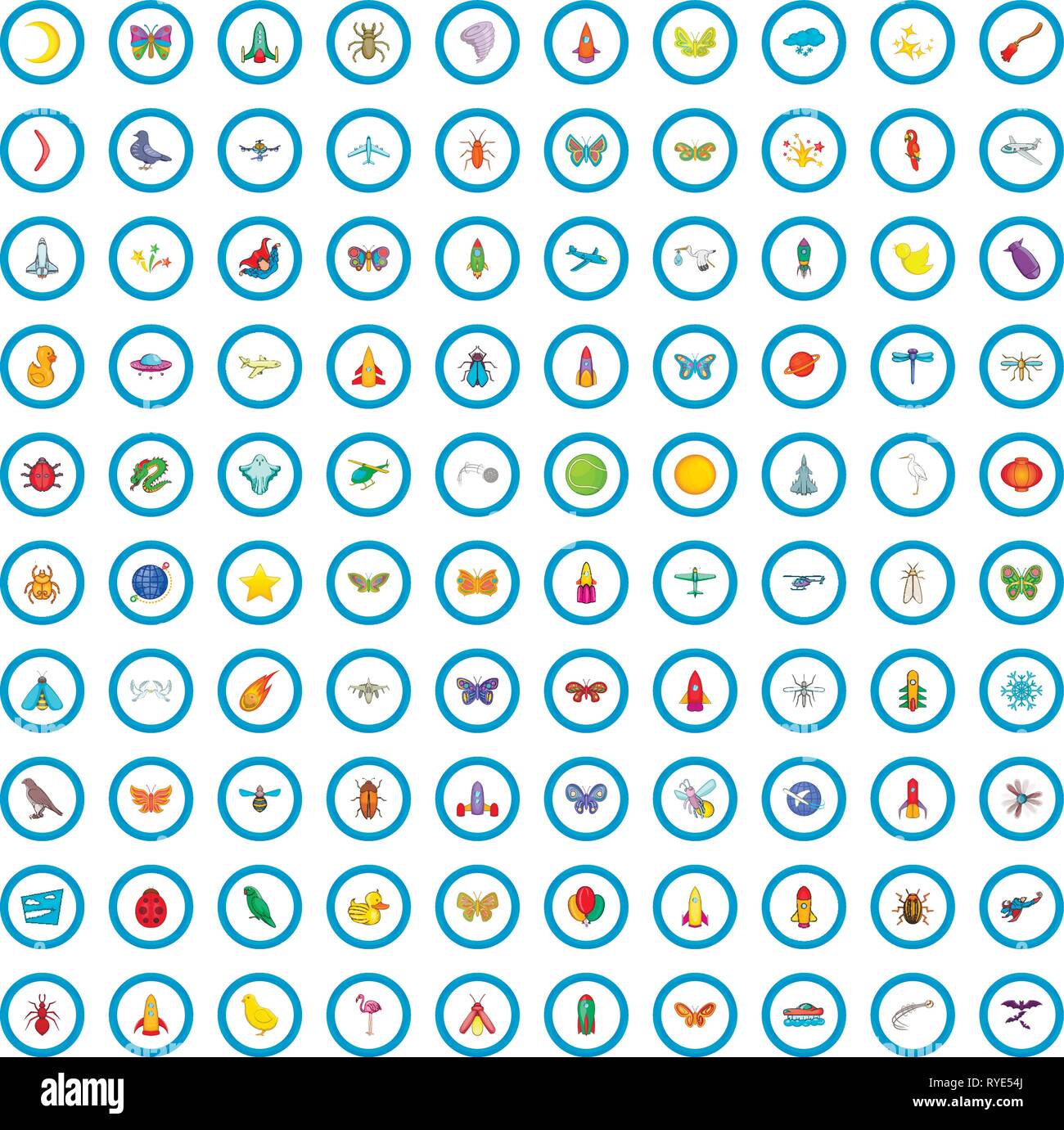 100 fly icons set, cartoon style Stock Vector Image & Art - Alamy