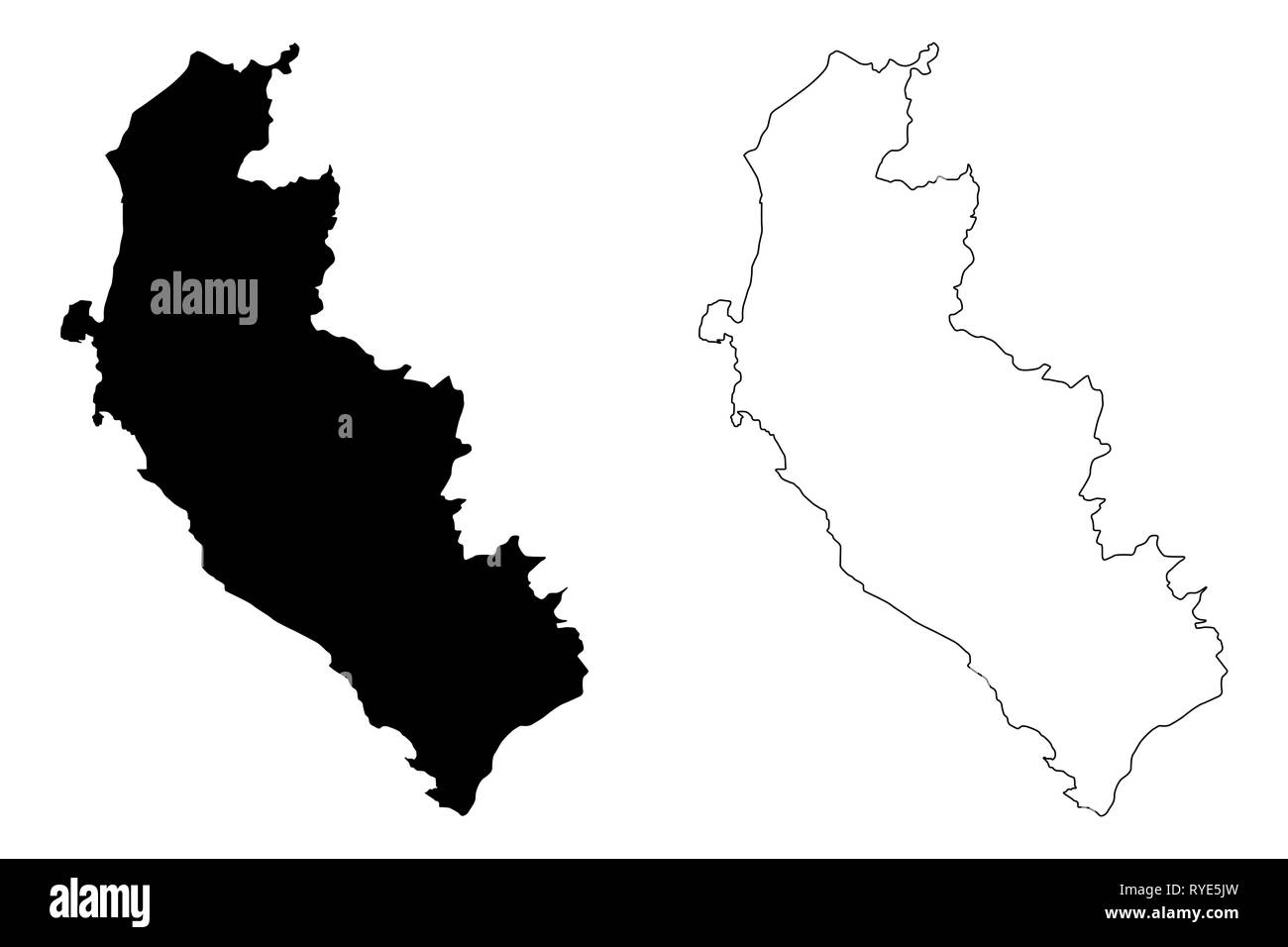 Department of Ica (Republic of Peru, Regions of Peru) map vector ...