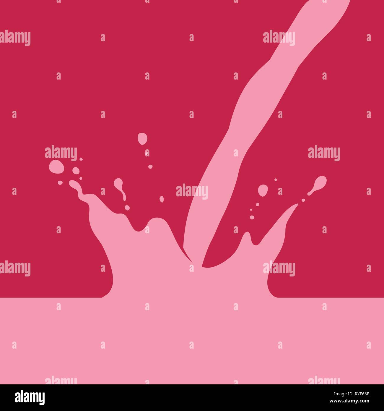 Strawberry or Raspberry Milk, or Milkshake Splash with Pour, flat ...