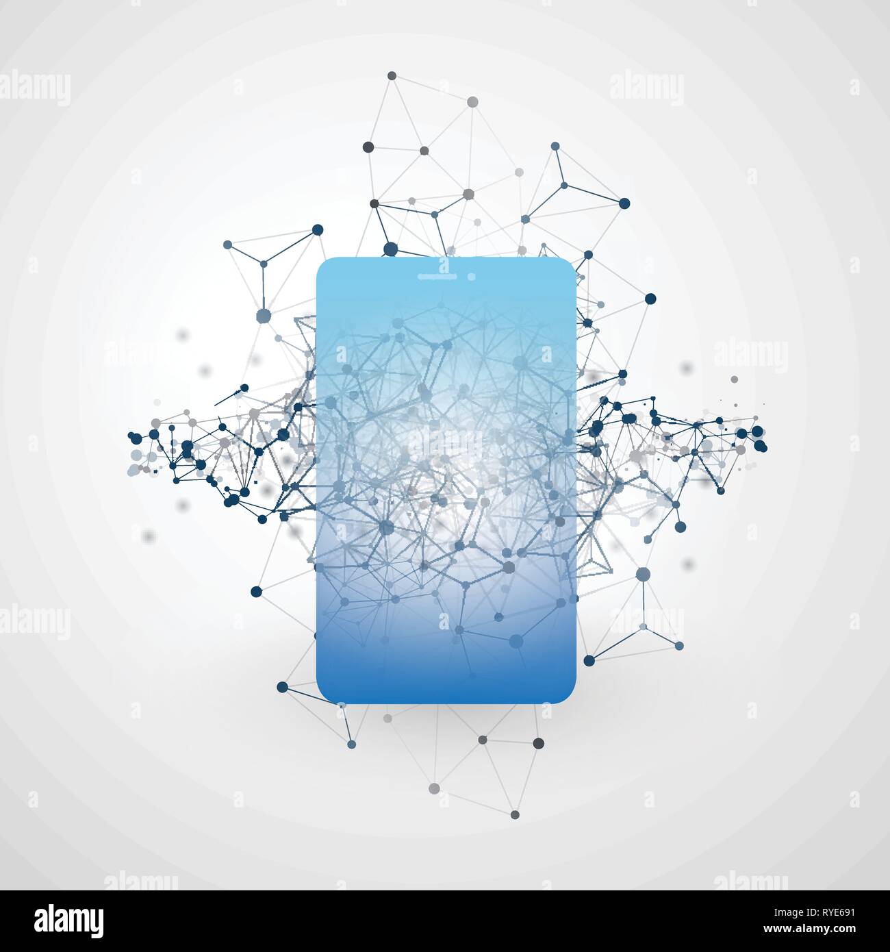 Global Networks Design with Network Mesh and Smartphone Silhouette ...