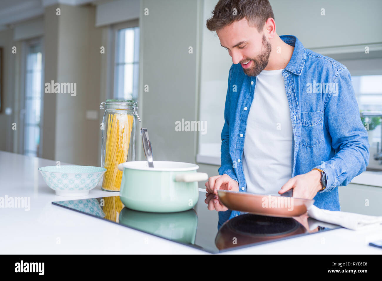 Man eating pasta vegetables not woman hi-res stock photography and ...
