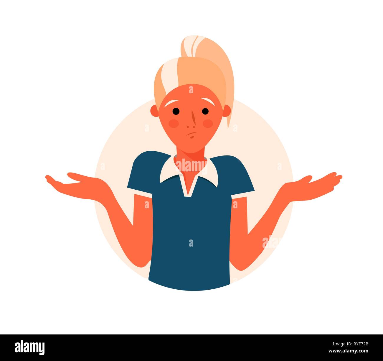 Cartoon pretty girl doubts, thinks why. Woman with question mark ...