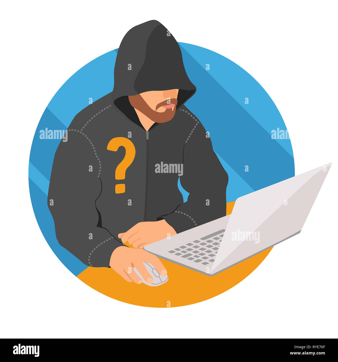Anonymous user on laptop icon, flat design web anonymity sign Stock ...