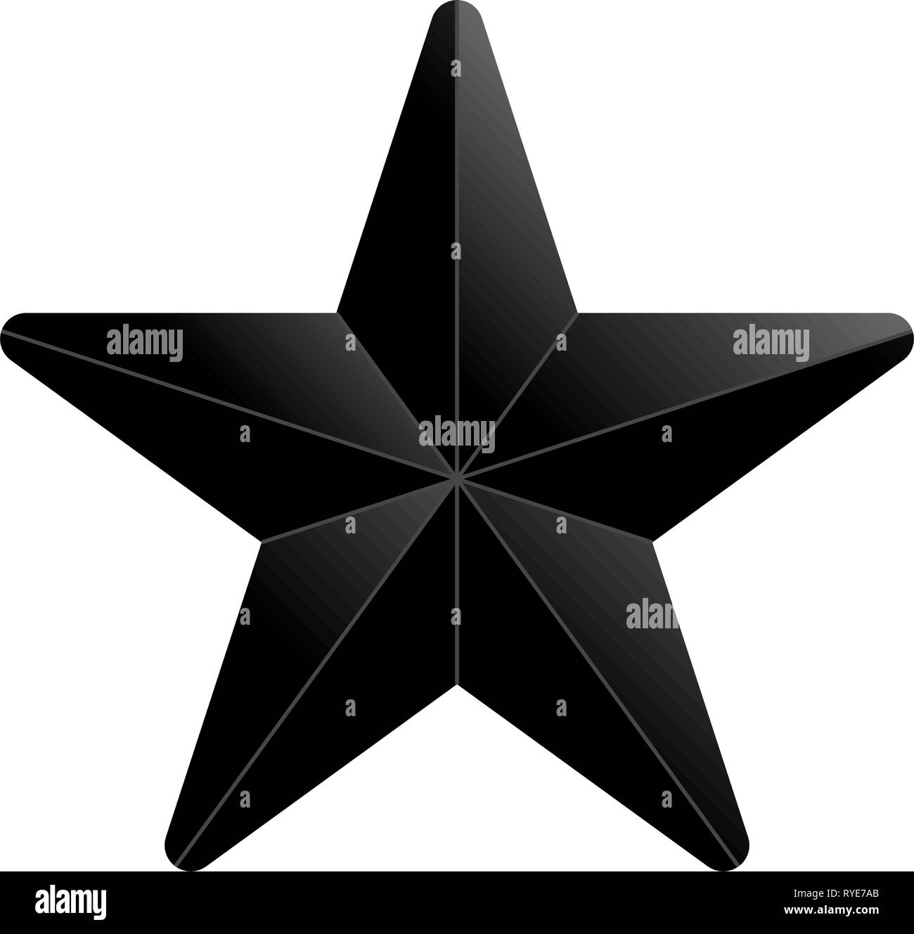 Star symbol icon - black gradient 3d, 5 pointed rounded, isolated ...