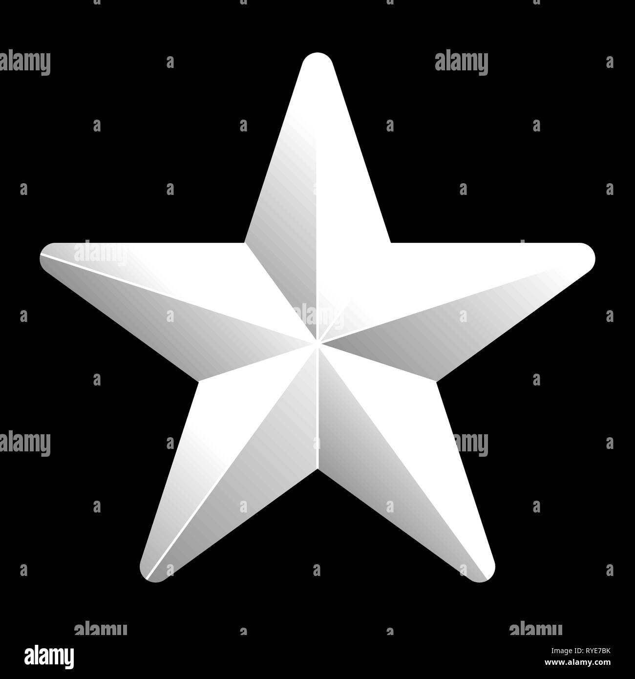 Star symbol icon - white gradient 3d, 5 pointed rounded, isolated ...