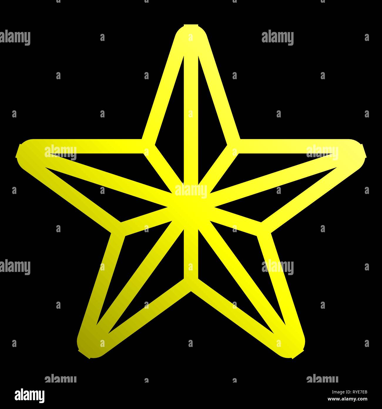 Star symbol icon - yellow gradient outline, 5 pointed rounded, isolated ...