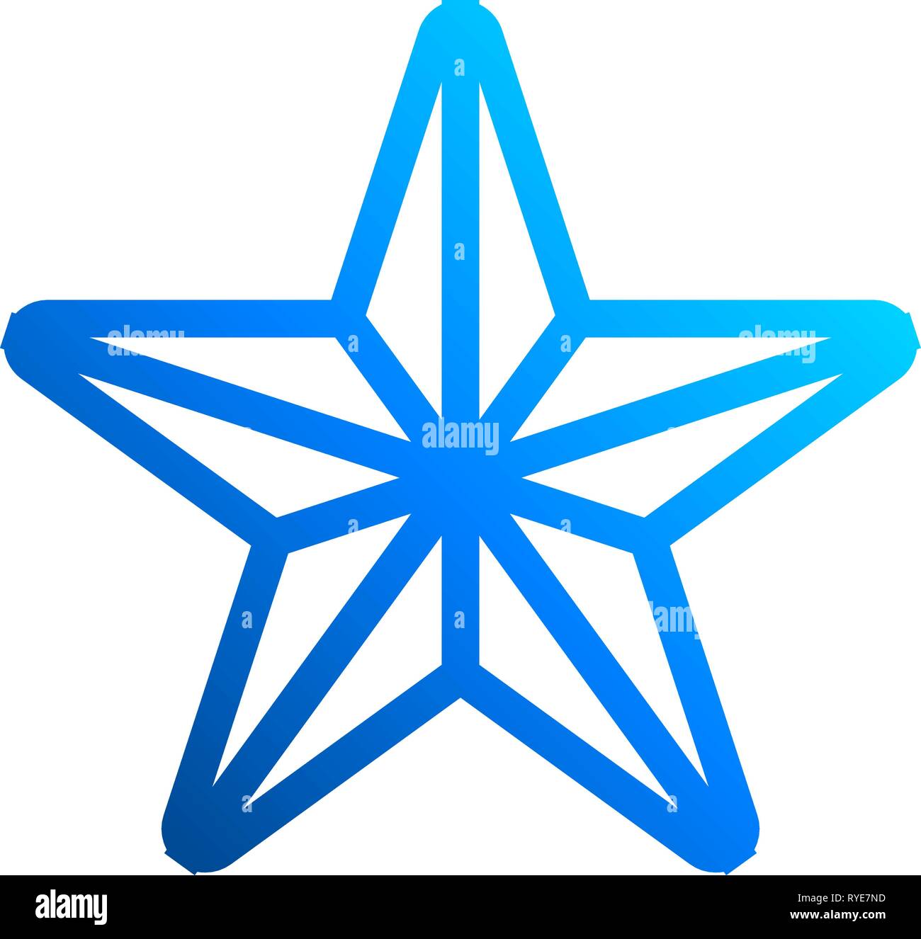 Star symbol icon - blue gradient outline, 5 pointed rounded, isolated ...
